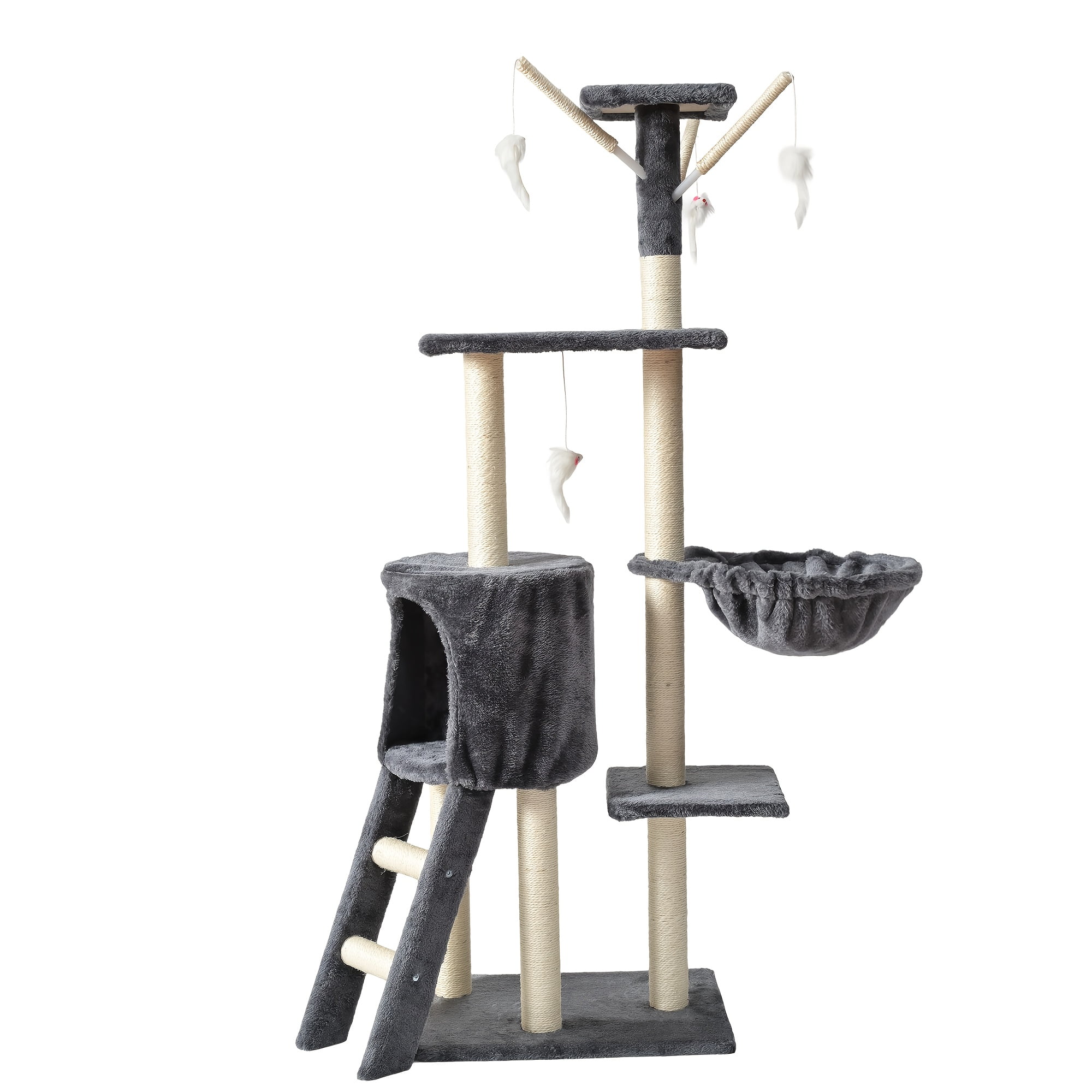 3/4-Tier Cat Tree Castle - Multi-Perch w/ Scratching Posts & Toys ...