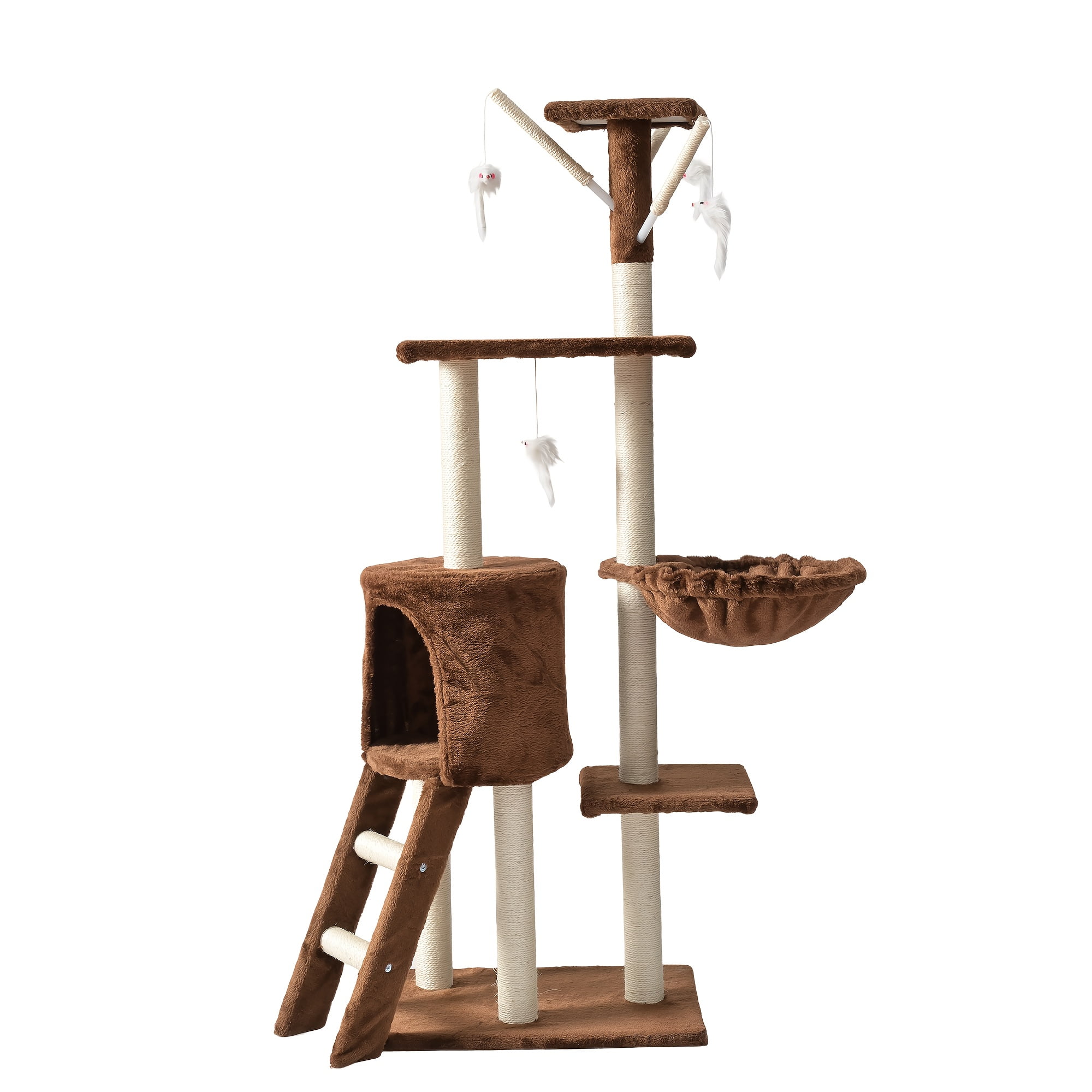 3/4-Tier Cat Tree Castle - Multi-Perch w/ Scratching Posts & Toys ...