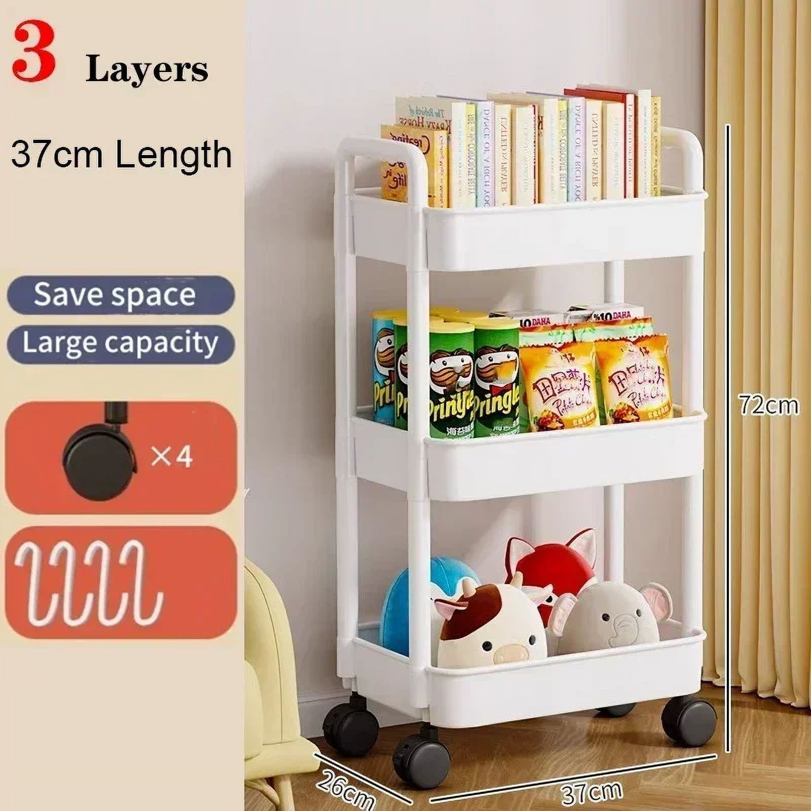 3/4 Tier Mobile Storage Rack Trolley Organizer With Wheels Plastic ...