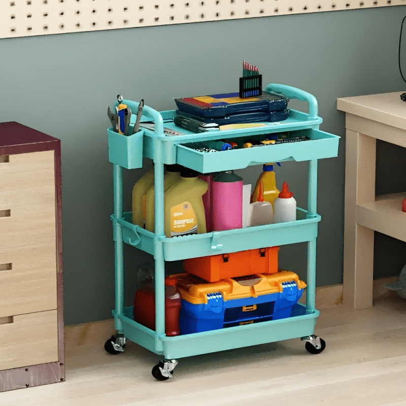 3/4 Tier Rolling Utility Cart Organizer with Removable Drawer, Stable ...