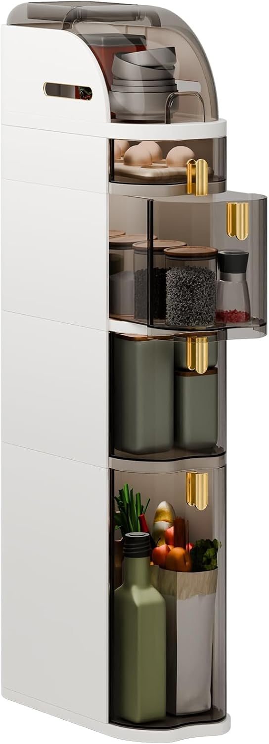 3/4-Tiers 7.1″ Narrow Bathroom Storage Cabinet Bathroom Floor Organizer ...