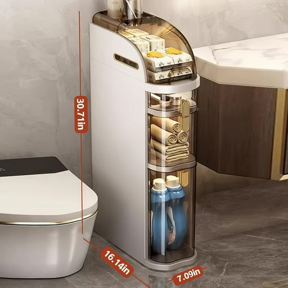 3/4-Tiers Slim Bathroom Locker. Narrow Plastic Drawer Organizer With ...