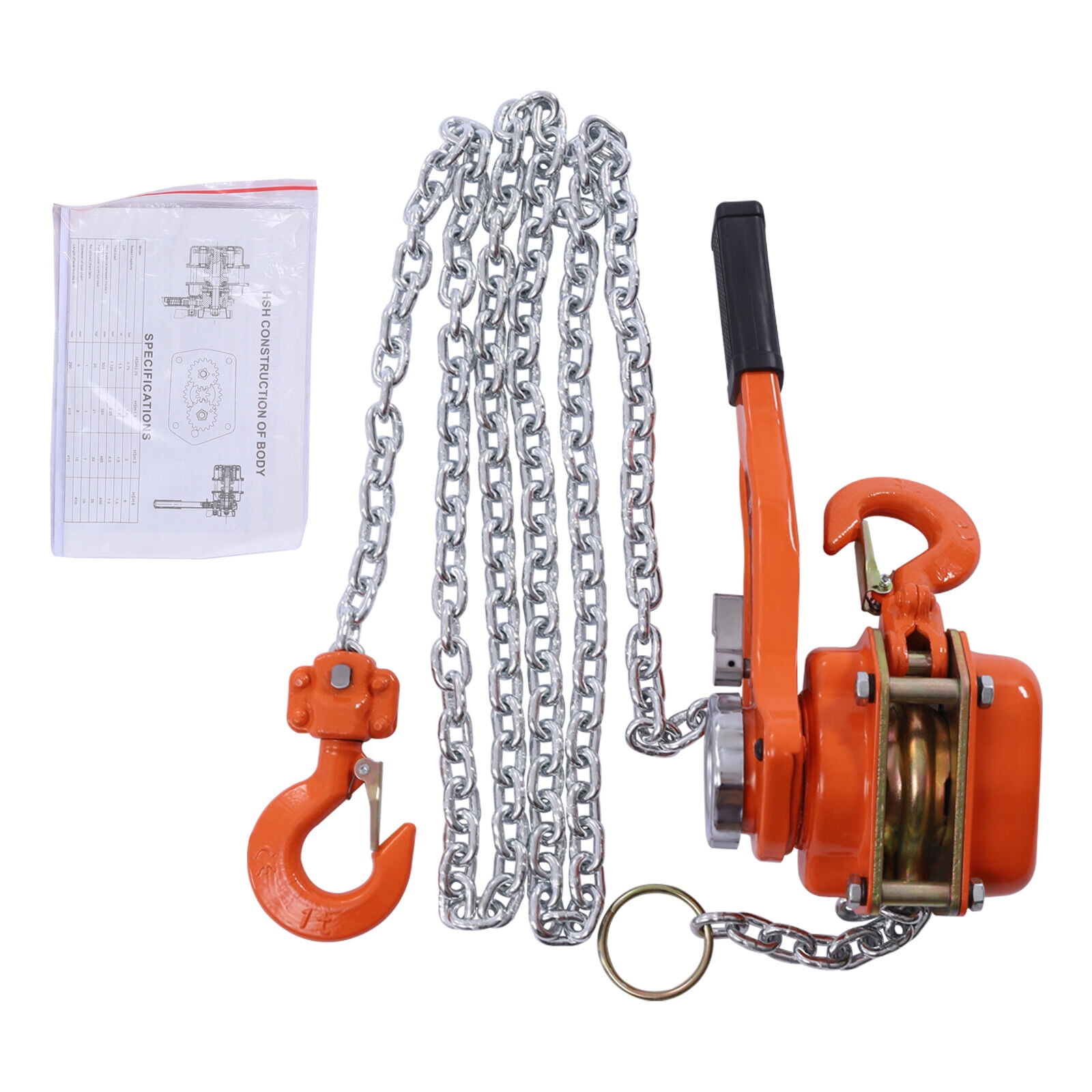 3/4 Ton Manual Chain Hoist Ratchet Type Come Along Puller 2 Hooks 10 FT ...
