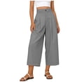 3/4 Trousers for Women , Pleated Cropped Pants Stretch High Waist ...