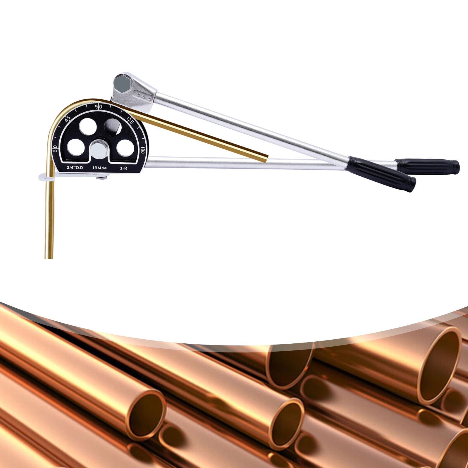 3/4" Tube Bender Manual 0~180° Copper Ratchet Type Pipe Bender Bending ...