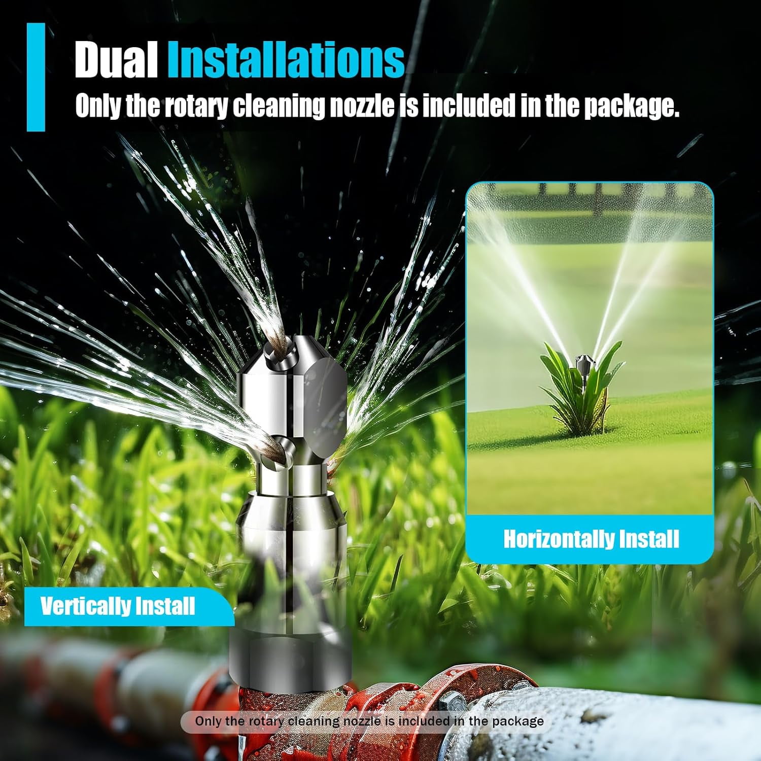 3/4" Washing Nozzle 360° Rotating Tank Washing Spray Nozzle Pipeline ...