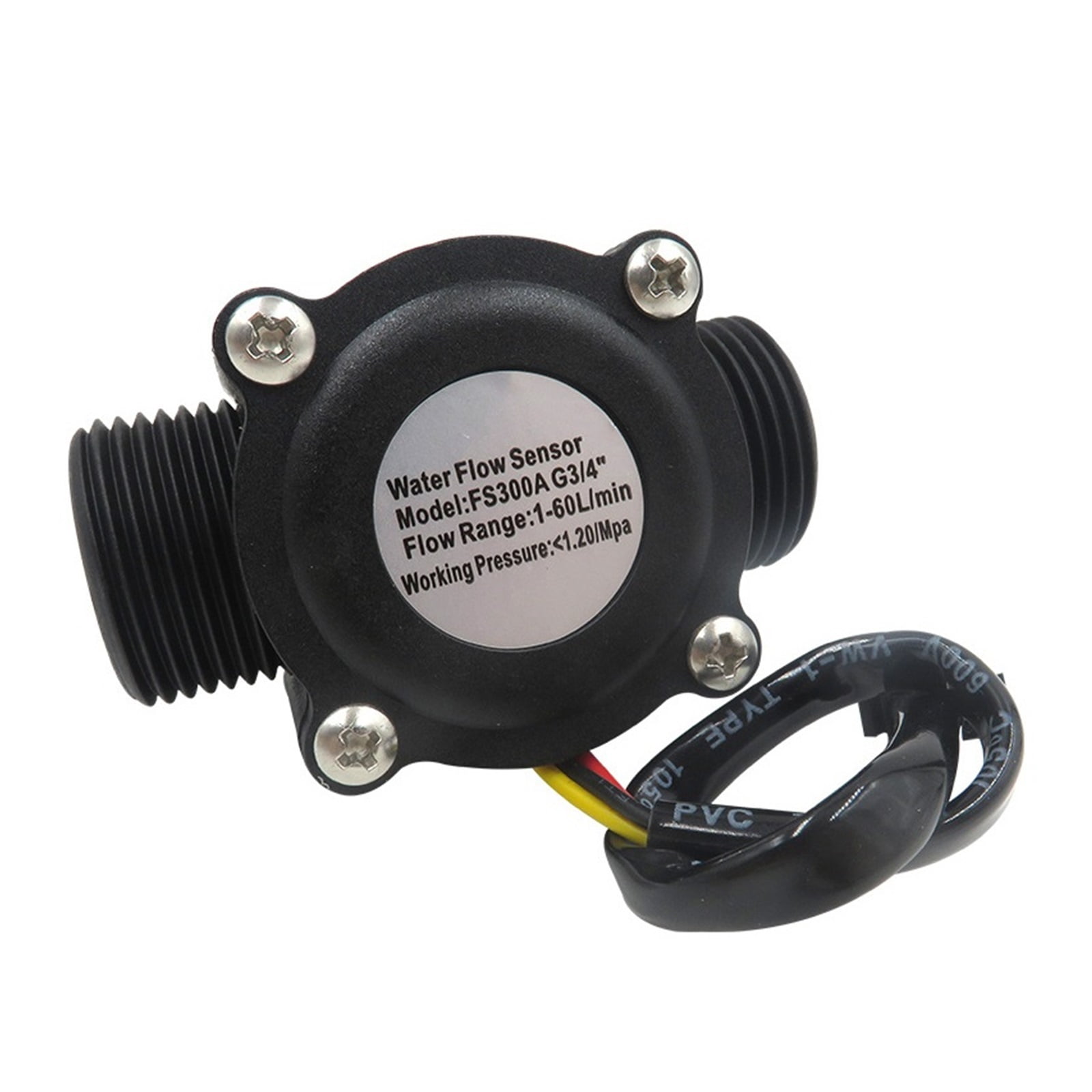 3/4" Water Flow Sensor, 2.0MPa Hall Sensor Flowmeter, DC5~18V Control ...