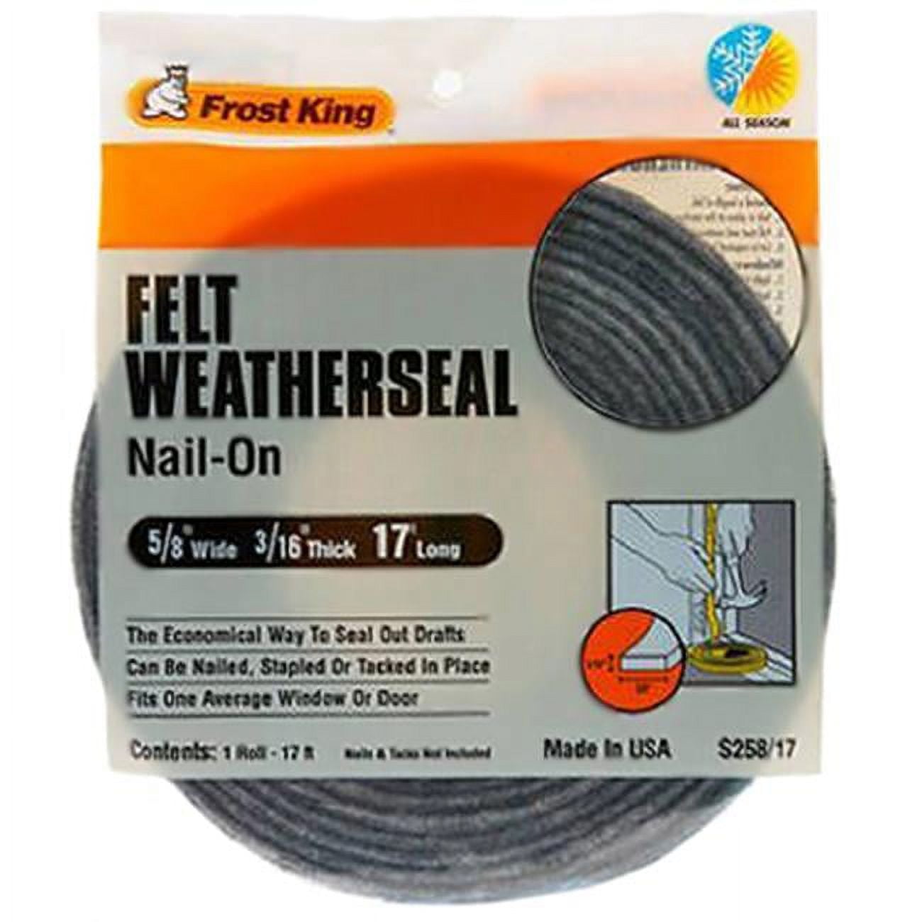 Frost King 3/4" X 25' Nail-On Felt Weatherstrip - 3/16" Thick Door Seal ...