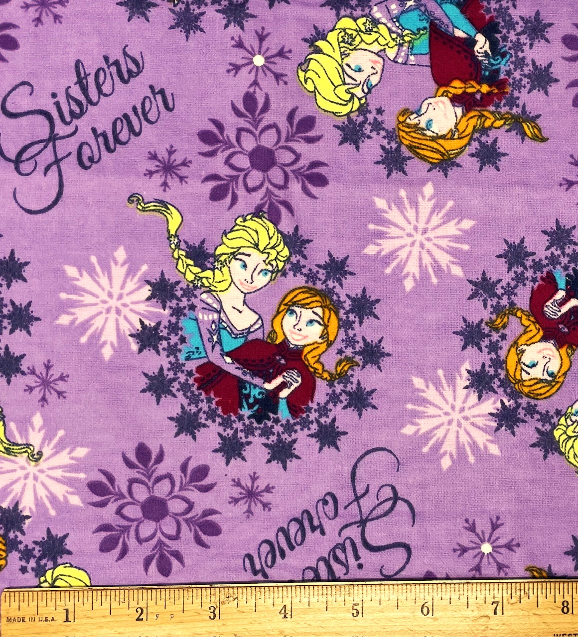 3/4 Yard - Disney Princess Frozen Elsa & Anna Sisters Forever on Purple ...