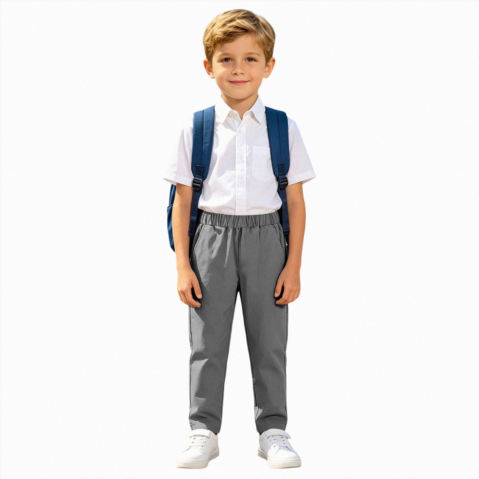3-4 Years Kids Boy School Pants Stretch Cotton Chino Trousers Casual ...