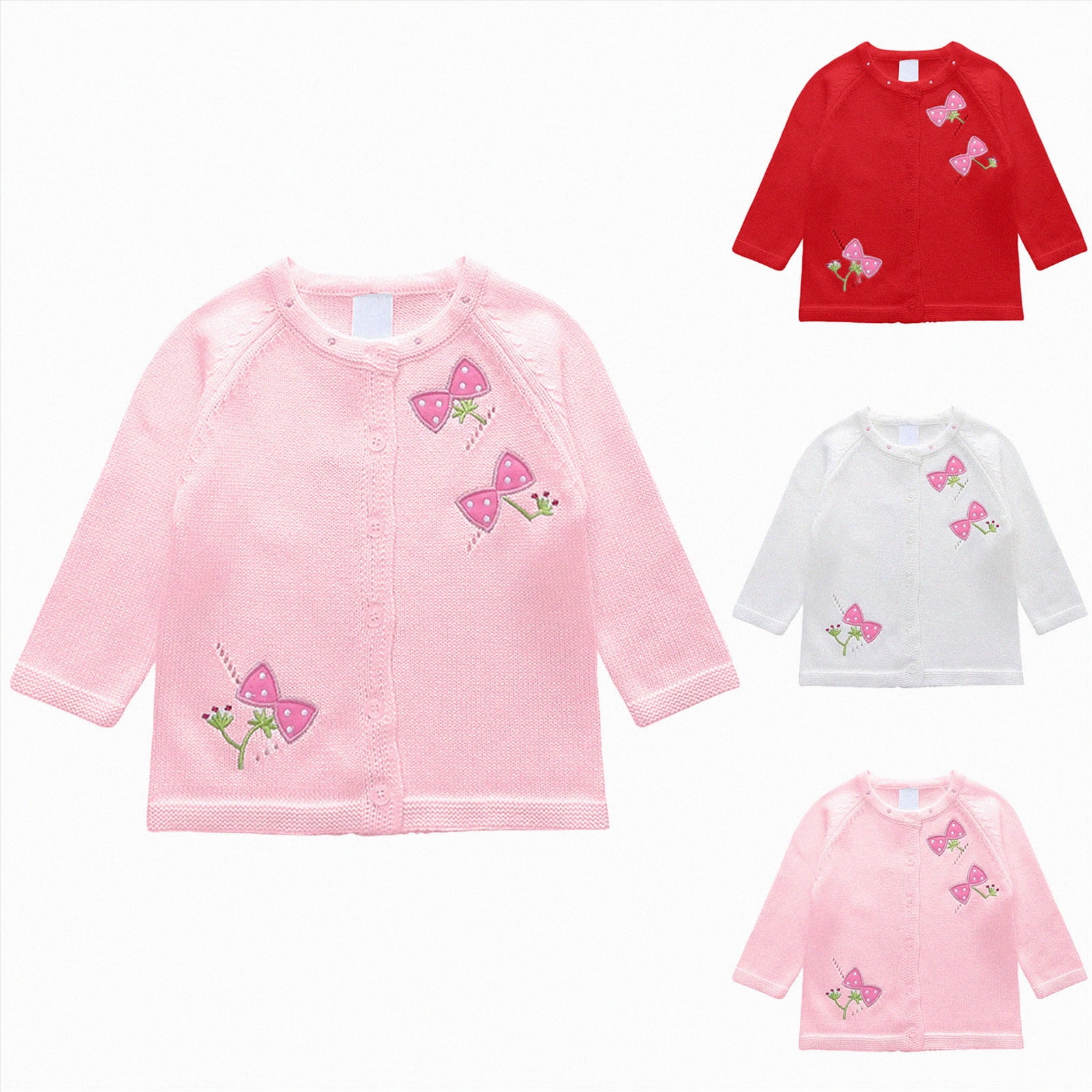 3-4 Years Unisex Boys Girls Button Cardigan Sweaters Long Sleeve Crew ...