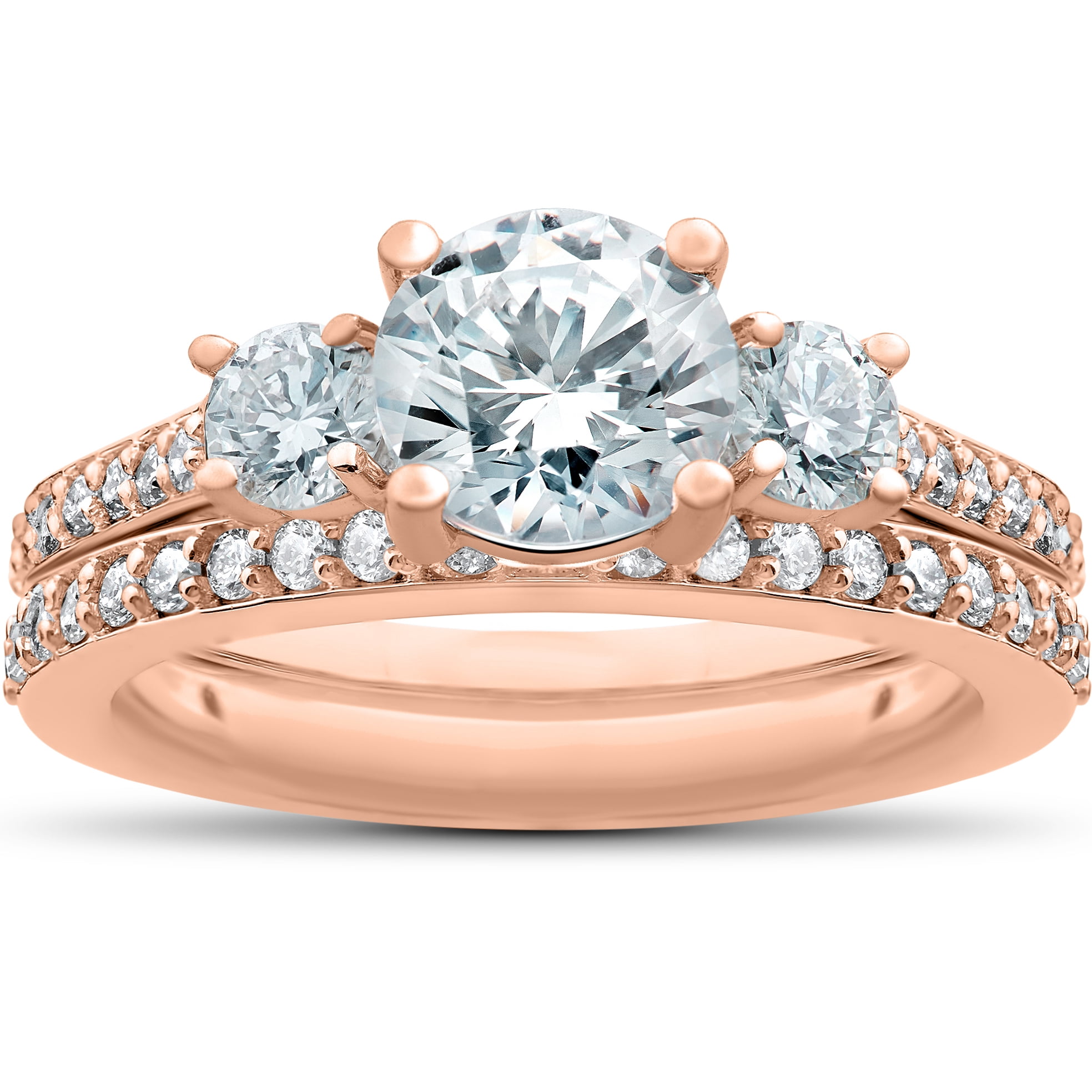 Pompeii 3/4 ct Round Diamond Engagement Ring Setting & Matching Wedding ...