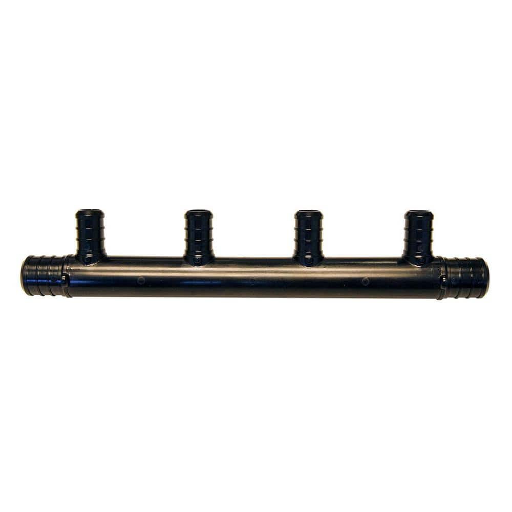 3/4 in. Barb Inlets x 1/2 in. Barb 4-Port PEX Open Plastic Manifold ...