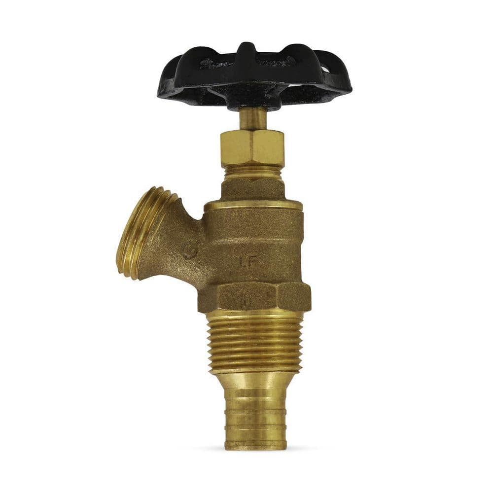 3/4 in. Brass PEX Crimp Inlet x Male Hose Outlet Boiler Drain Valve ...