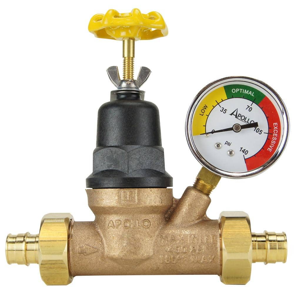 3/4 in. Bronze Double Union PEX-A Barb Water Pressure Regulator with Gauge - Walmart.com