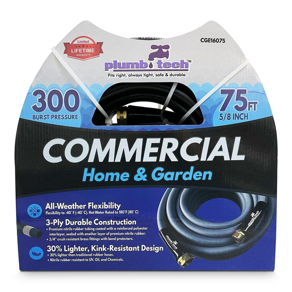 3/4 in. Dia. x 75 ft. Black Nitrile Rubber Commercial, Home and Garden ...