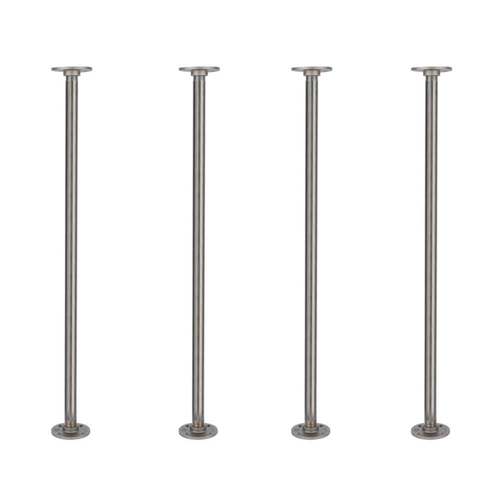 3/4 in. x 2.5 ft. L Black Steel Pipe Table Legs with Round Flanges (4 ...