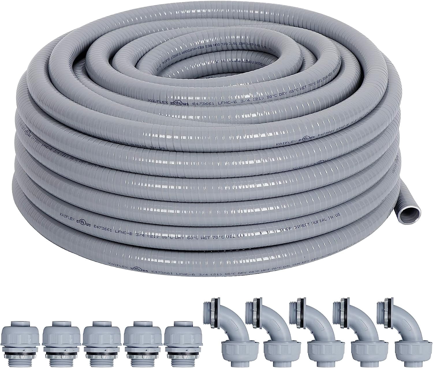 3/4 inch Flexible Liquid-Tight Conduit Kit 25ft, UL Listed Non-Metallic ...