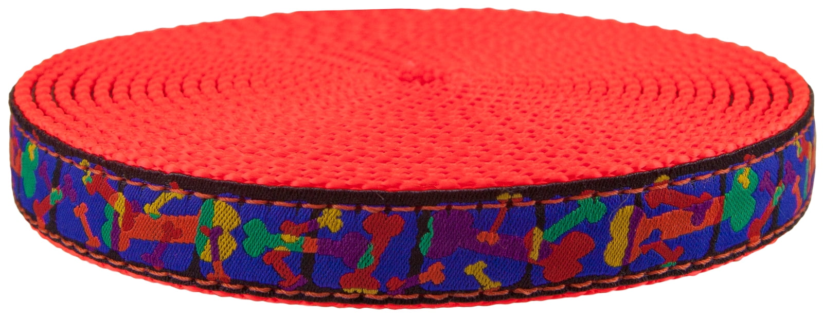 3/4 inch Multi-Colored Bones Ribbon on Neon Orange Nylon Webbing ...