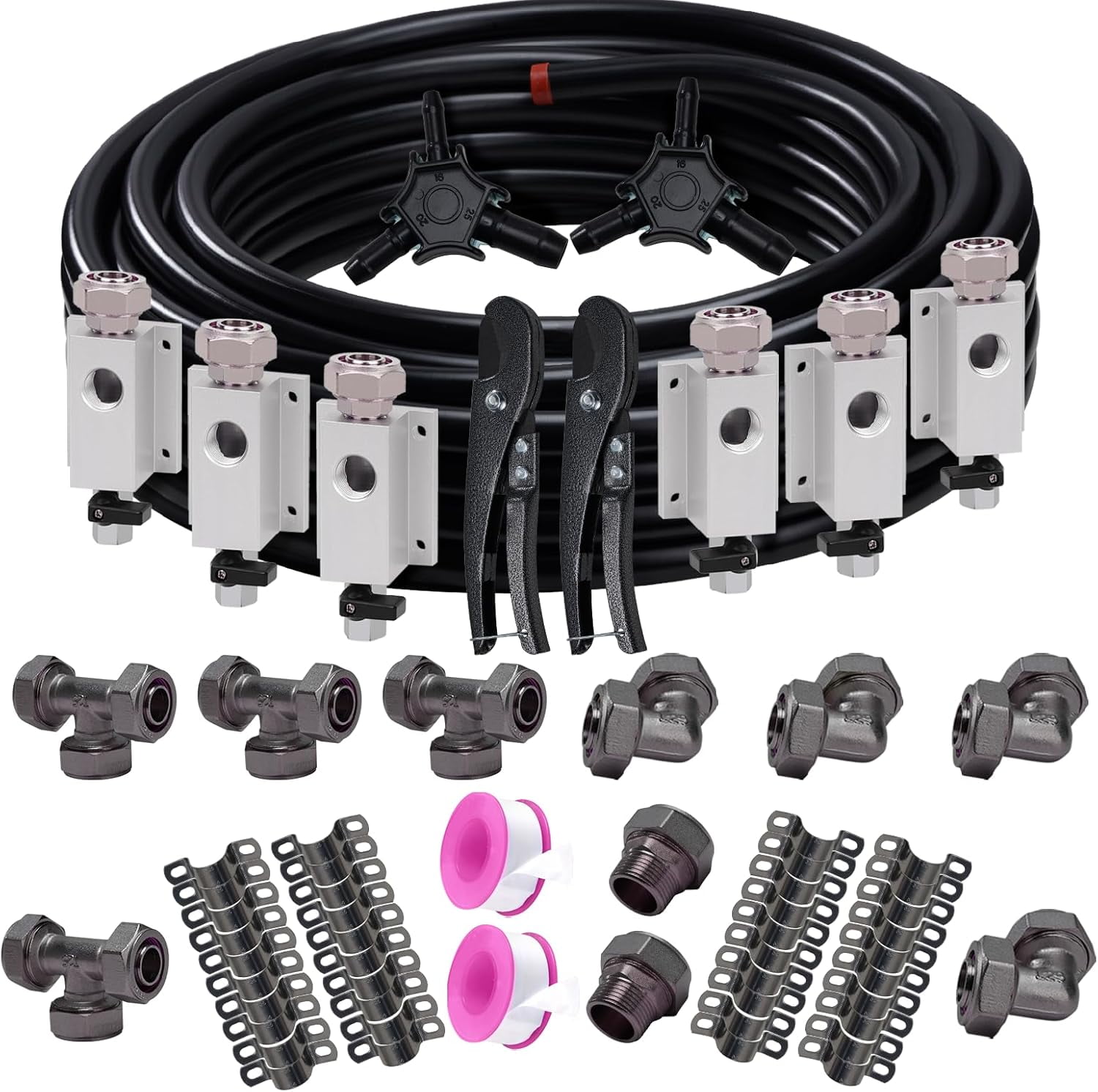 3/4 inch Shop Air Line Kit with 200 Feet HDPE-Aluminum Air Line and 74 ...