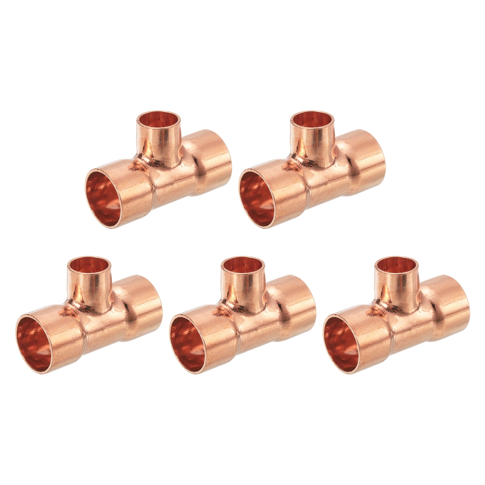 3/4-inch x 1/2-inch x 3/4-inch Copper Reducing Tee Copper Pressure Pipe Fitting Connector 5Pack ...
