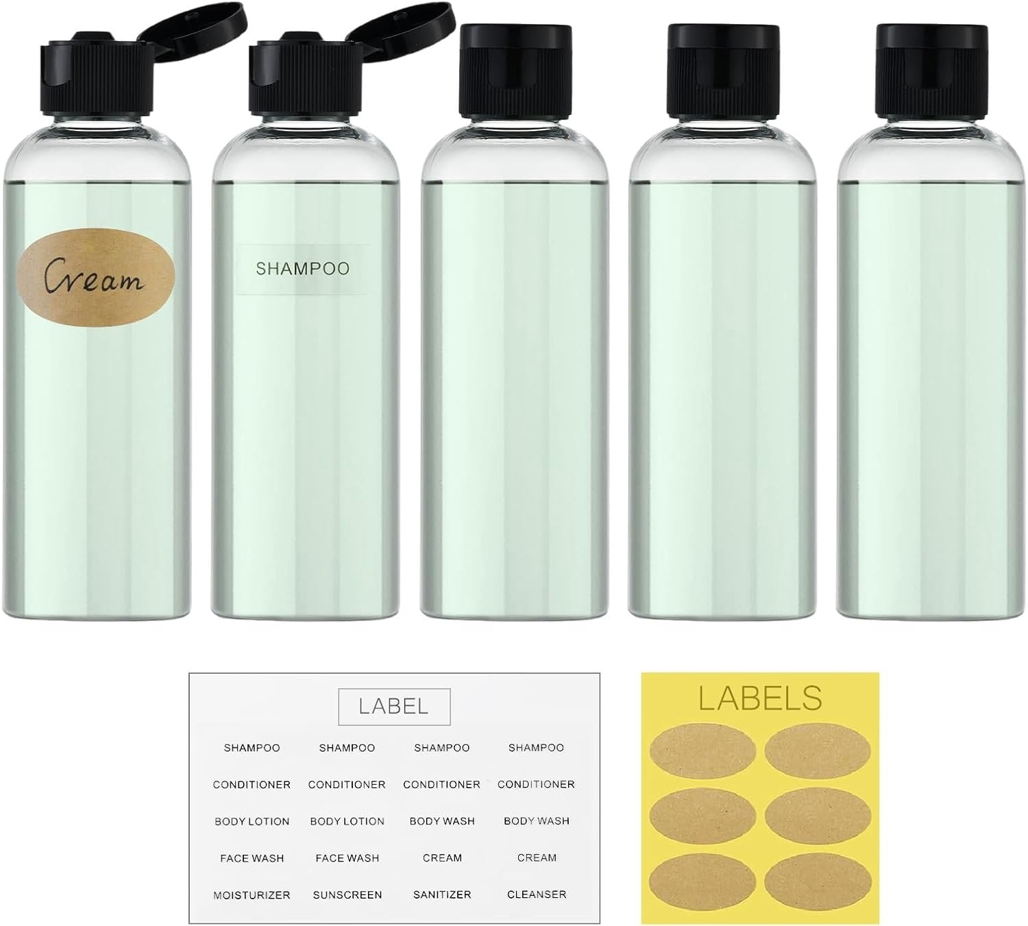 3.4 oz Travel Bottles for Toiletries, Plastic Travel Size Containers ...