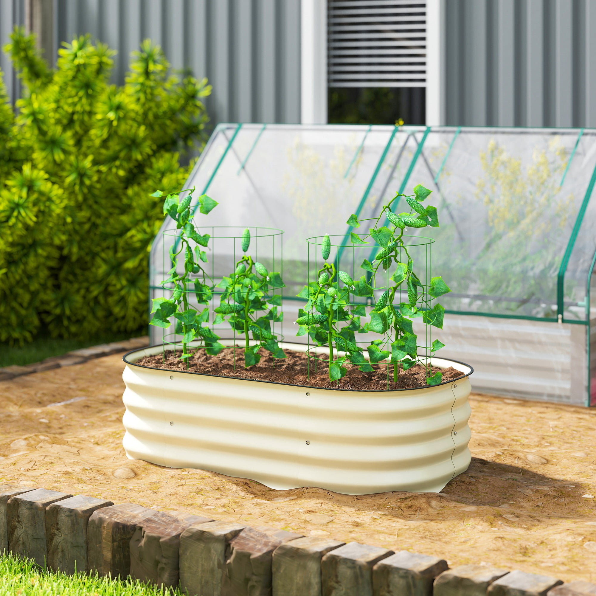 3.4' x 2' x 1' Galvanized Raised Garden Bed Kit, Metal Planter Box with ...