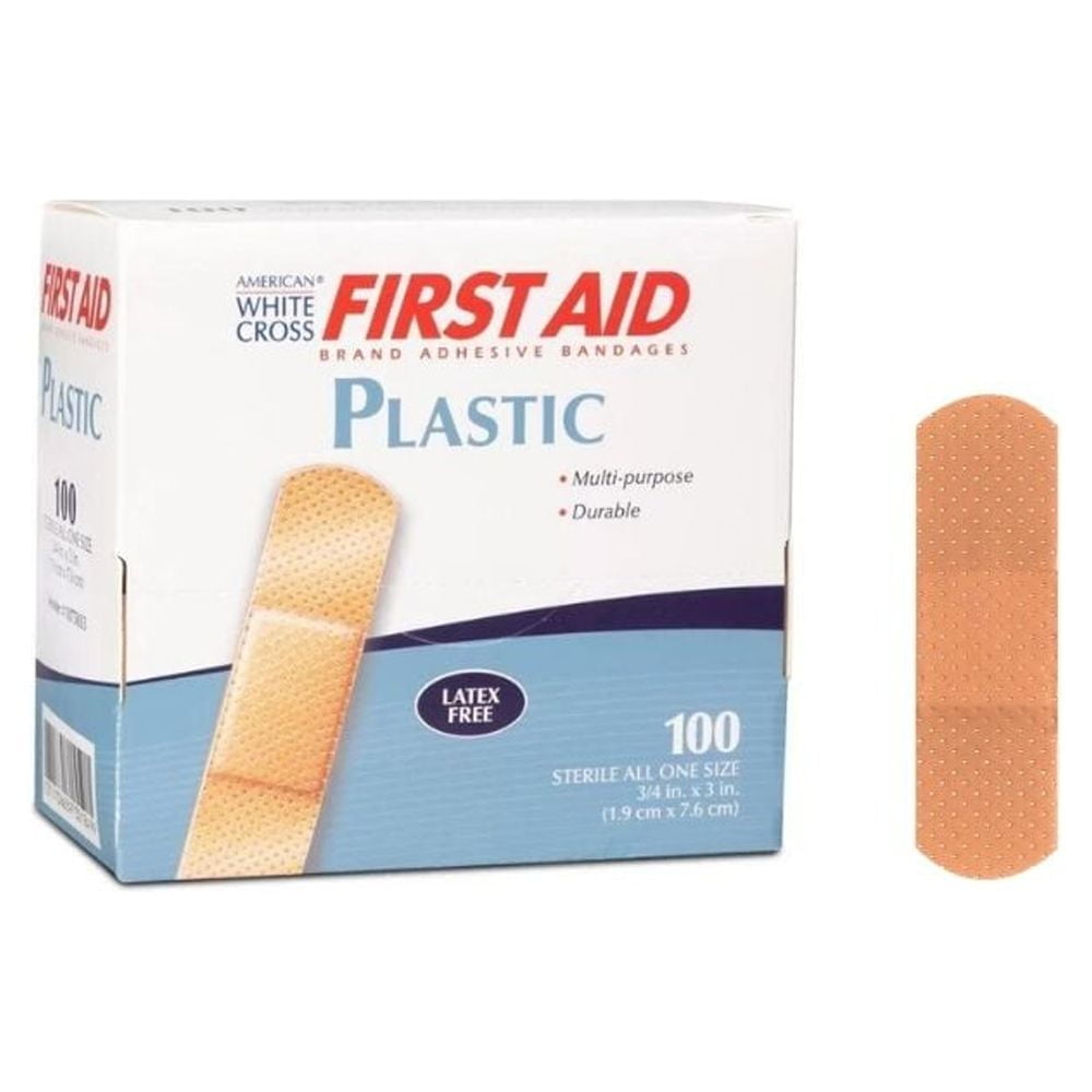 3/4" x 3" Strip Plastic Bandages Sterile - Flexible 100/Box (1 Box ...