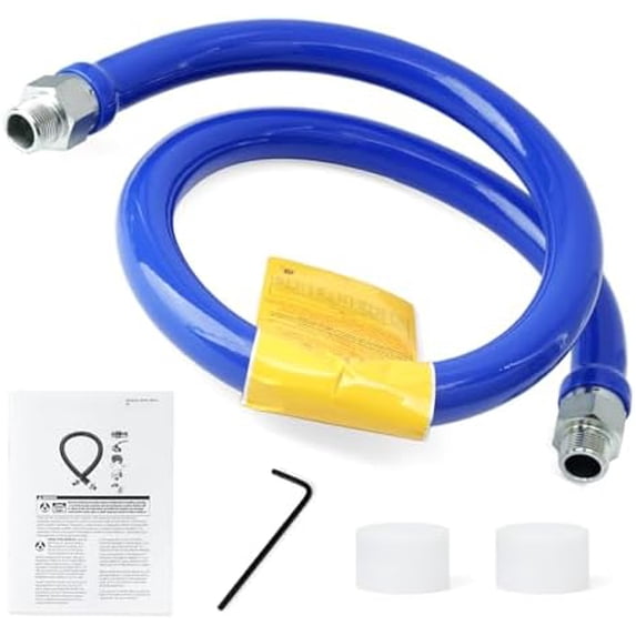 3/4" x 48" Flexible Gas Hose Compatible with Commercial Kitchen ...