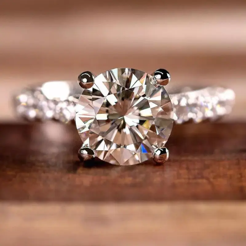 3.40 Ct Round-Cut Certified Moissanite Solitaire Engagement Ring ...