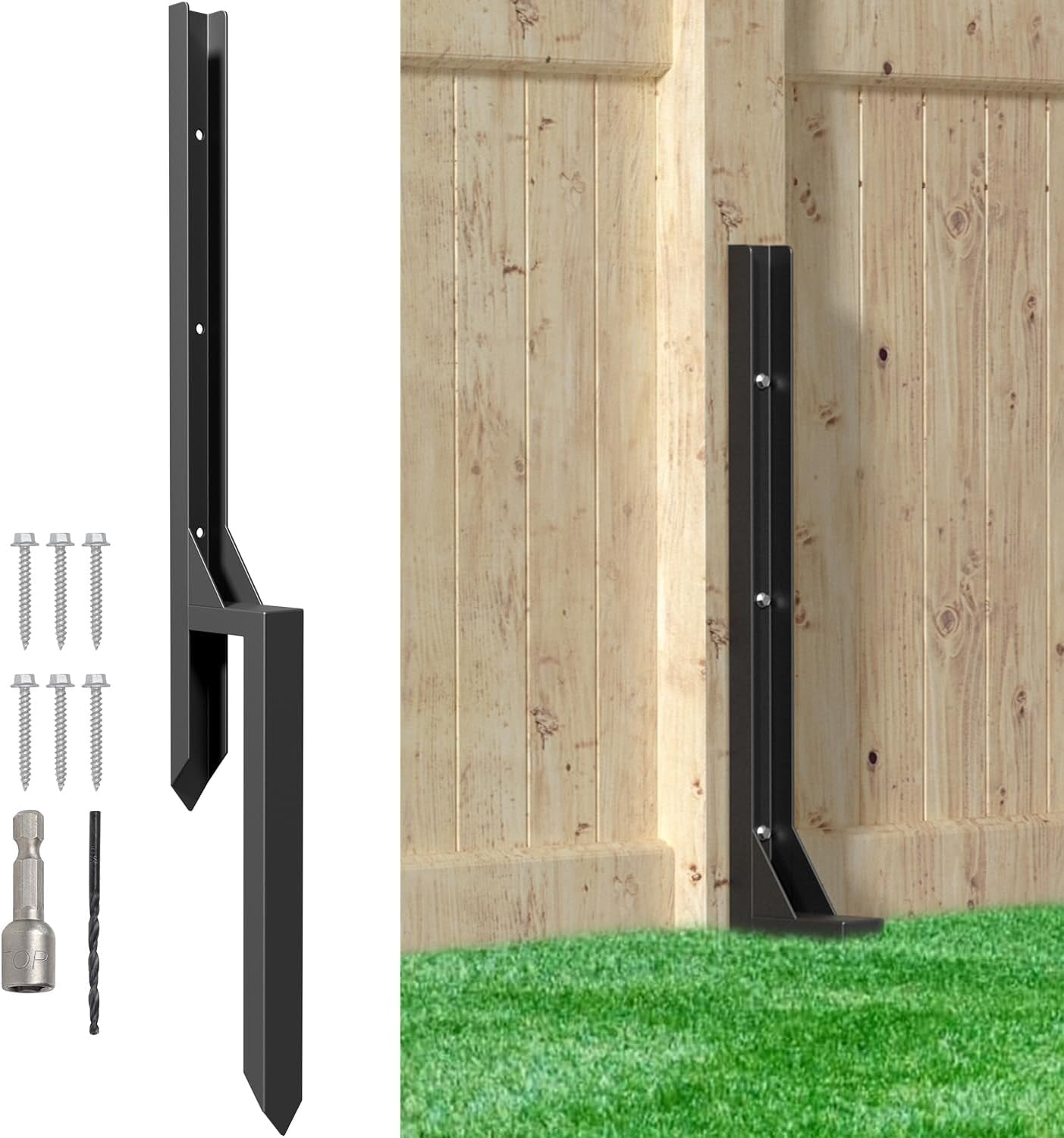 3.42 FT Fence Post Repair Kit, Heavy Duty Steel Fence Post Anchor ...