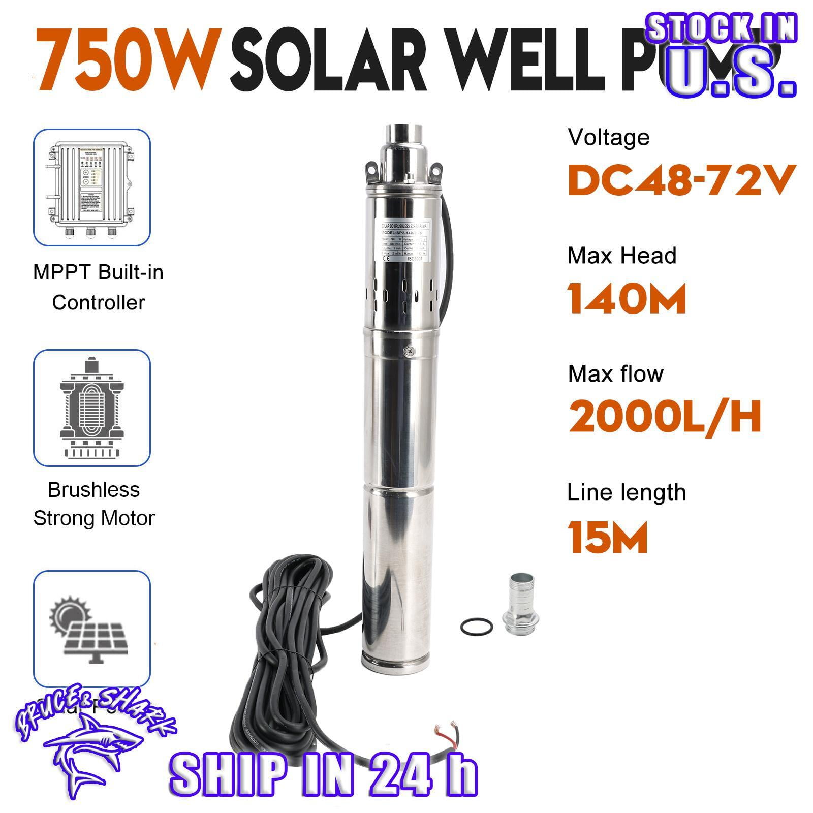 3" 48V 750W MPPT 140M Screw Solar Bore Pump Submersible Deep Well ...