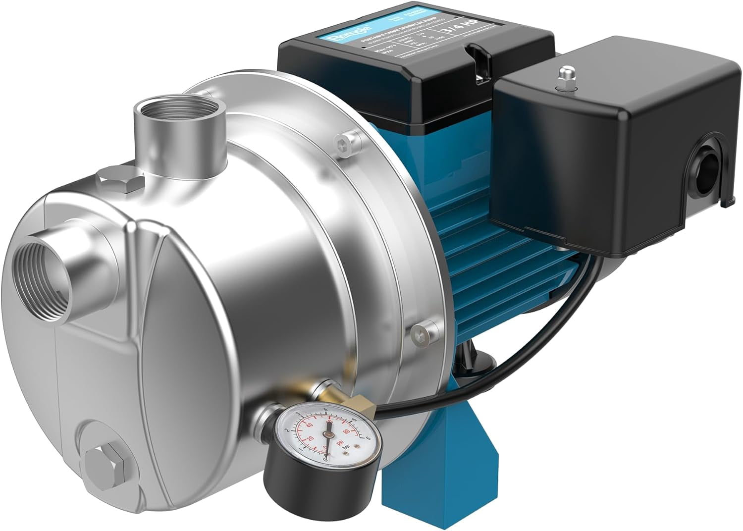 3/4HP Shallow Well Pump, 1100GPH Stainless Steel Sprinkler Booster Pump ...