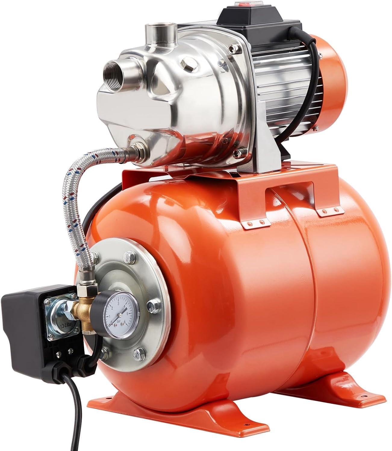 3/4HP Shallow Well Pump with Pressure Tank, Stainless Steel, 115V ...