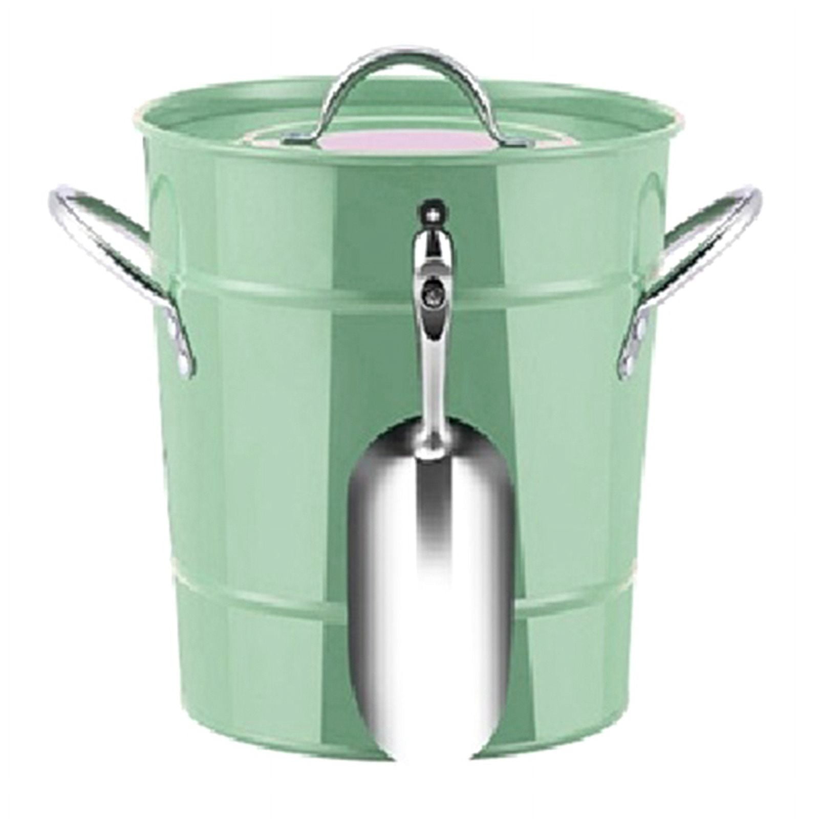 3.4L Retro Ice Bucket with Lid Ice Tongs Double Layer Cold Insulation ...