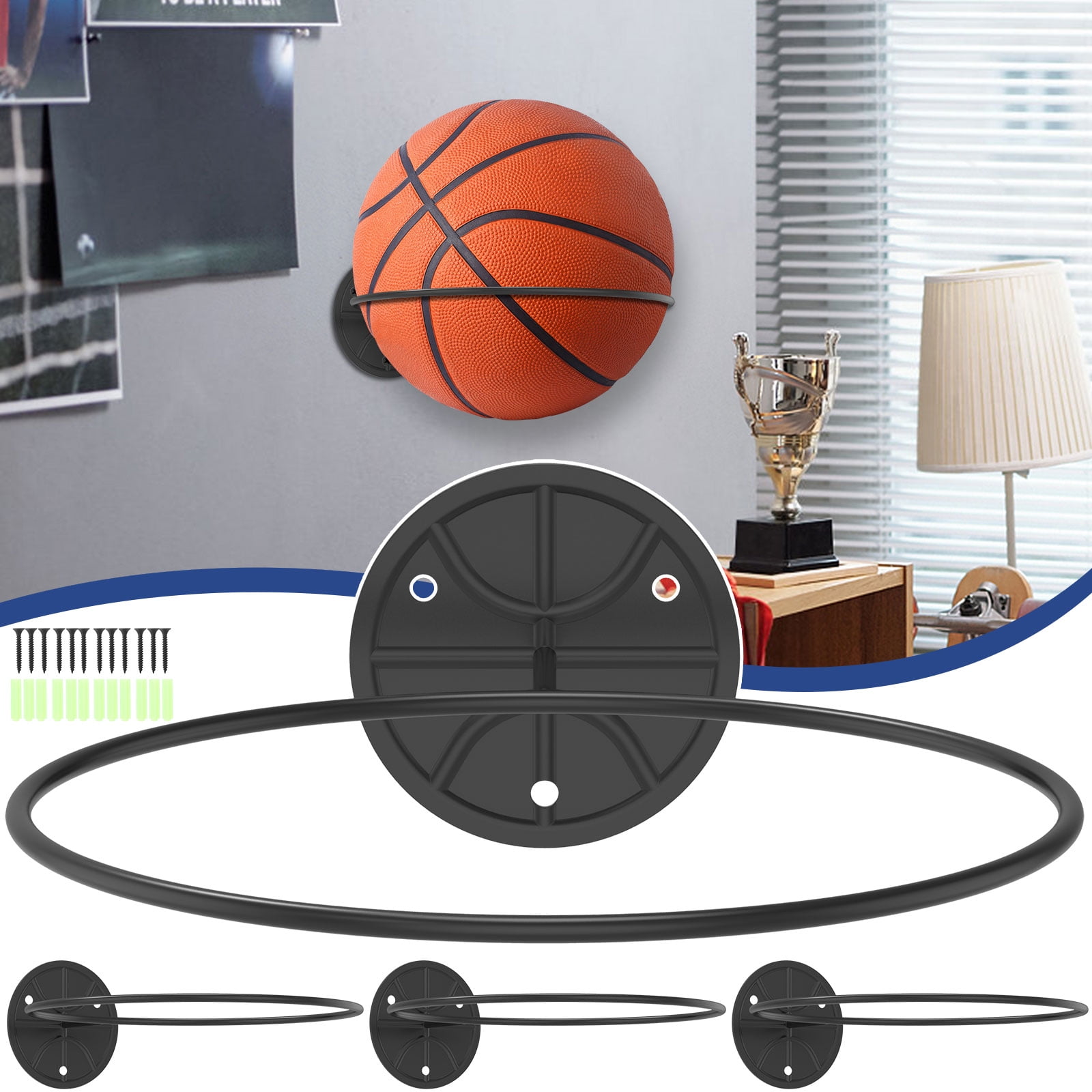 3/4Pcs Basketball Holder Metal Basketball Holder Wall Mount Practical ...