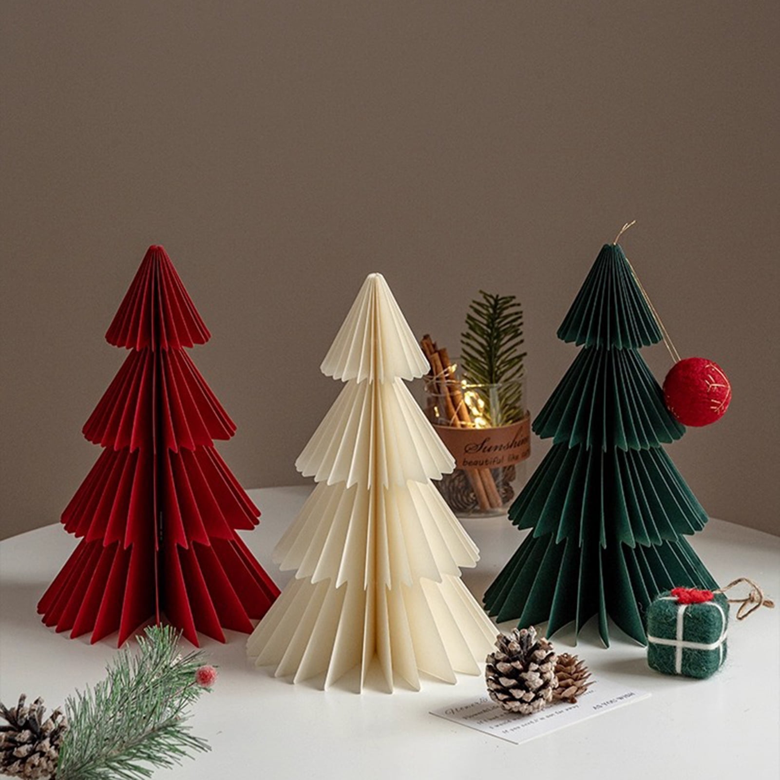 3/4Pcs Christmas Tree Ornament Easy Assembly Geometric Origami ...