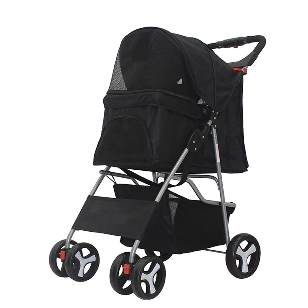 3/4Wheels Pet Stroller, Foldable Dog Cat Stroller Cage Jogging Stroller ...