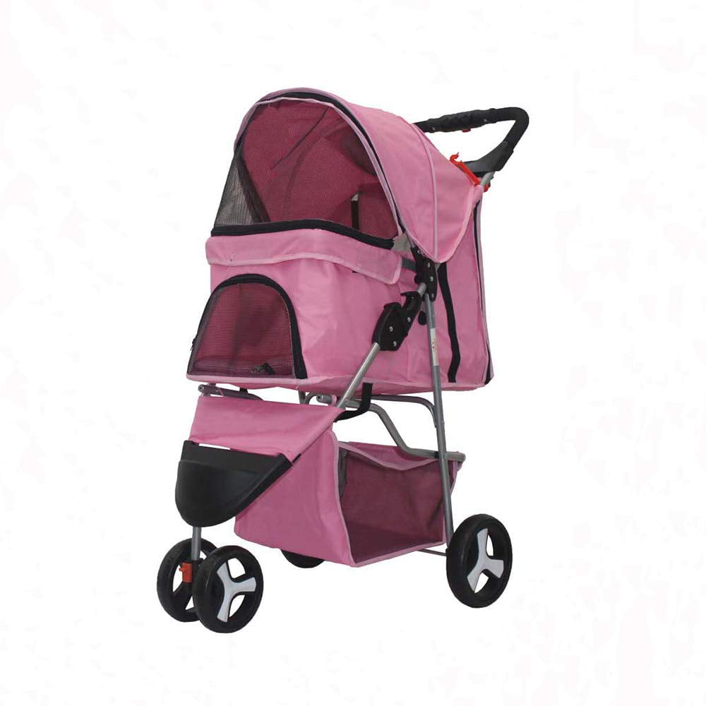 3/4Wheels Pet Stroller, Foldable Dog Cat Stroller Cage Jogging Stroller ...