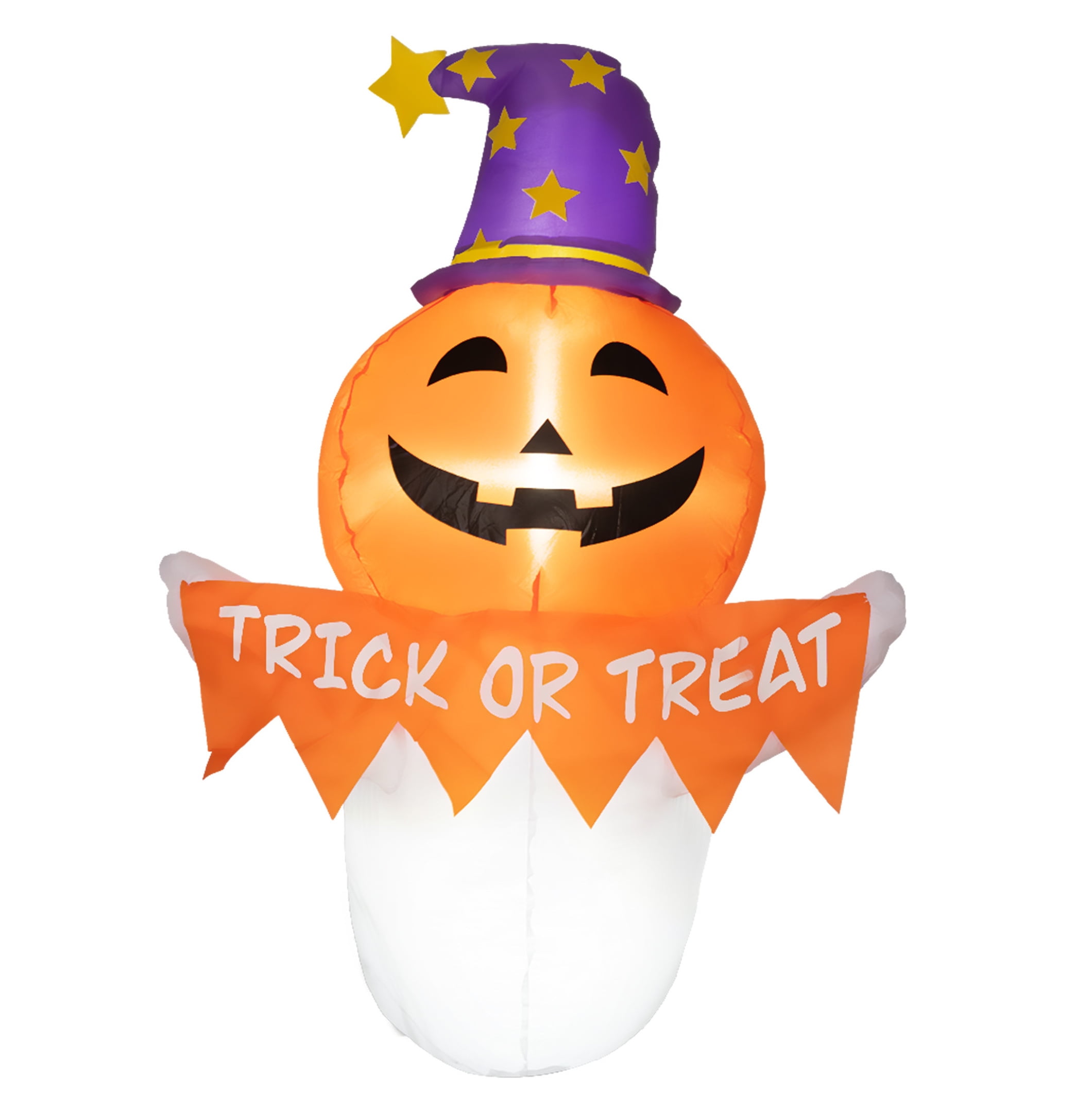 3.4ft Inflatables Window Sticker Ghost with Orange Face, Blow Up ...