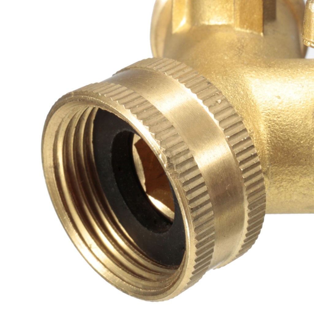 3/4inch Solid Brass Double Two Way Tap Garden Connector Adaptor Hose ...
