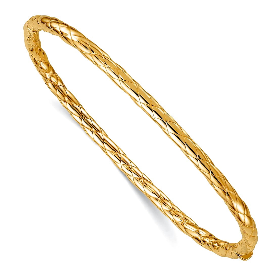 3.4mm 14k Solid Yellow Gold Polished and Textured Rectangular Hinged ...