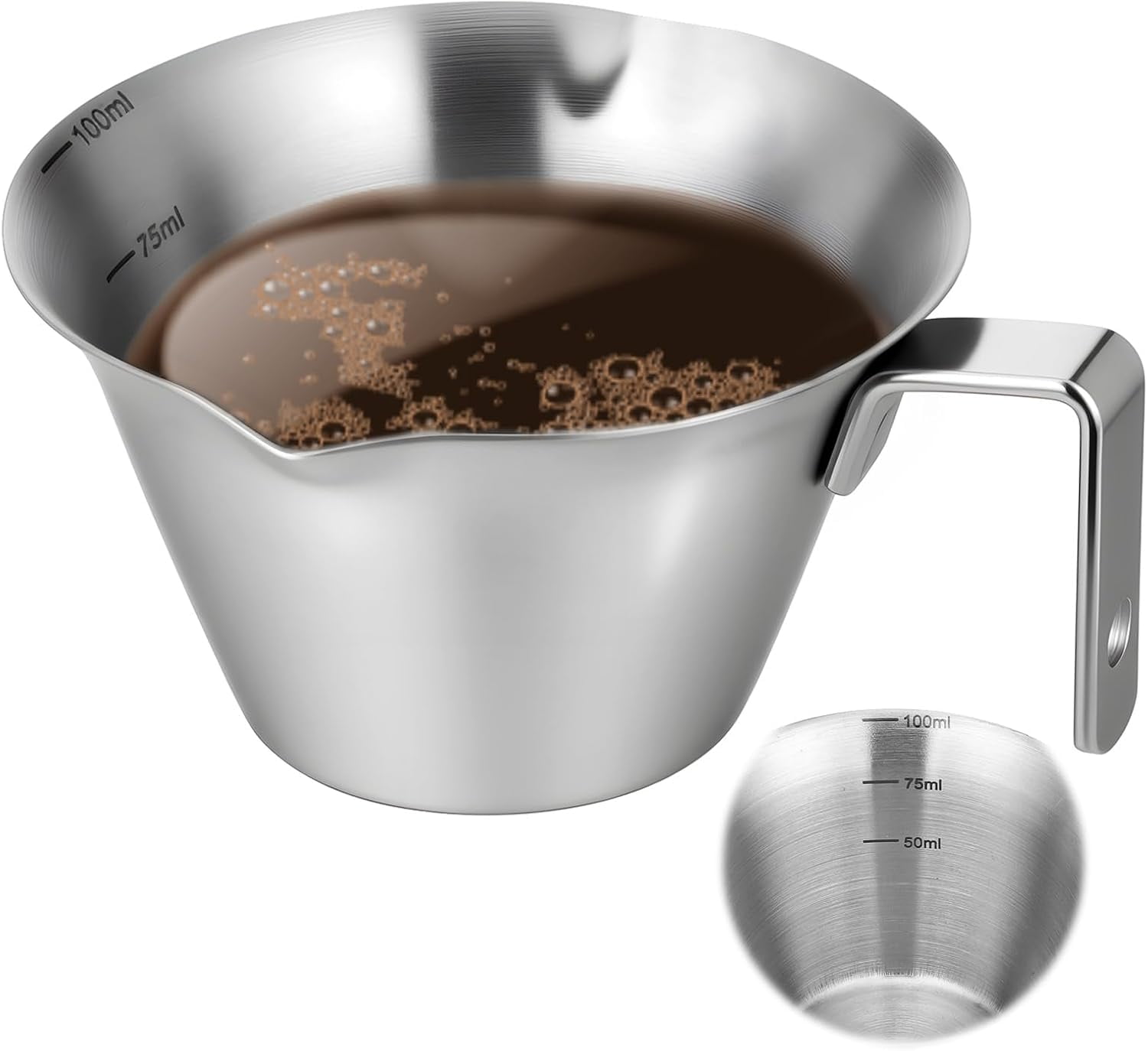 3.4oz/100ml stainless steel espresso measuring cup and glass - dual ...