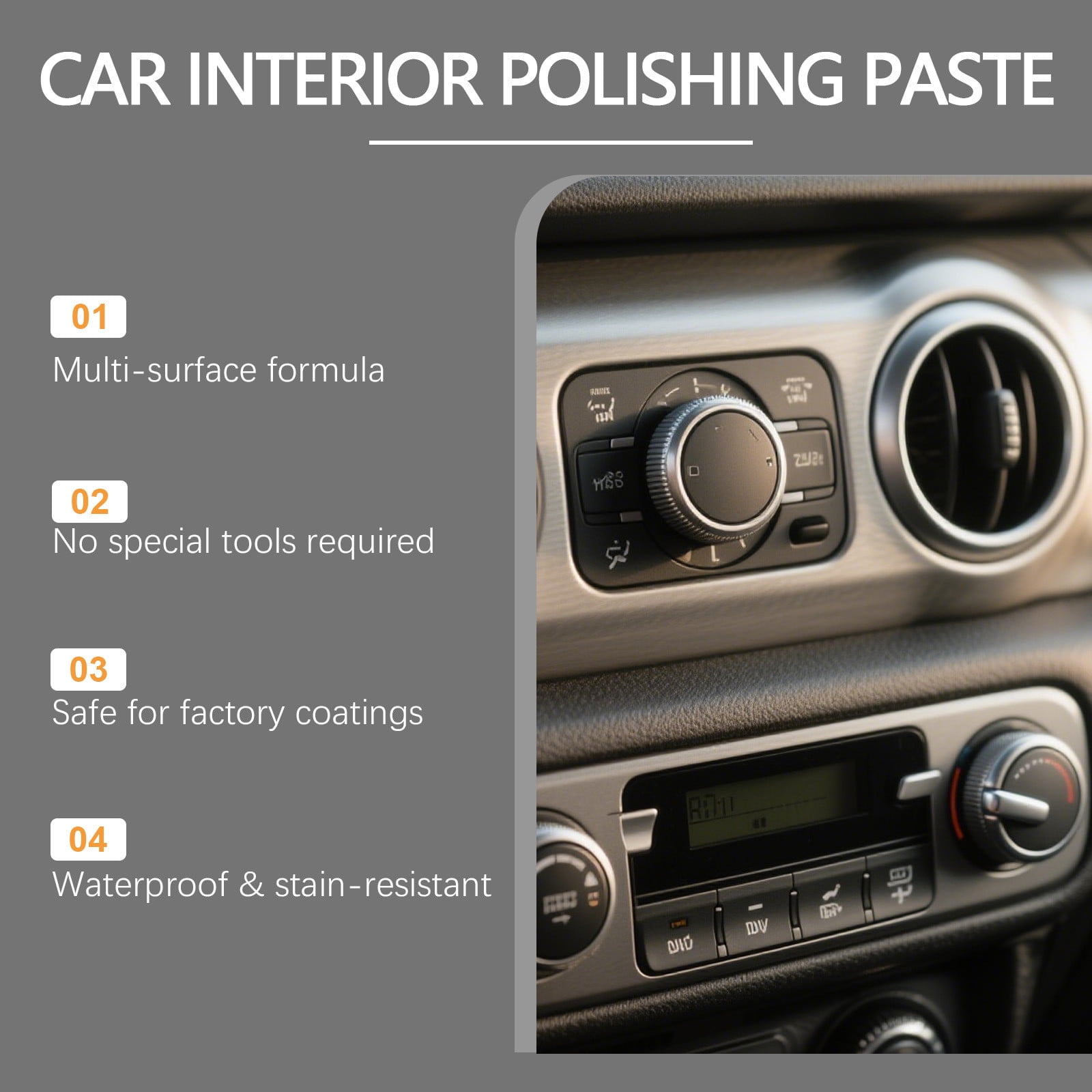3.4oz Car Interior Polish Paste Vinyl Leather Plastic Cleaner Restorer ...