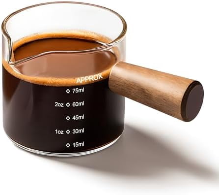 3.4oz Espresso Shots Cup with Wood Handle, Clear Glass Espresso ...