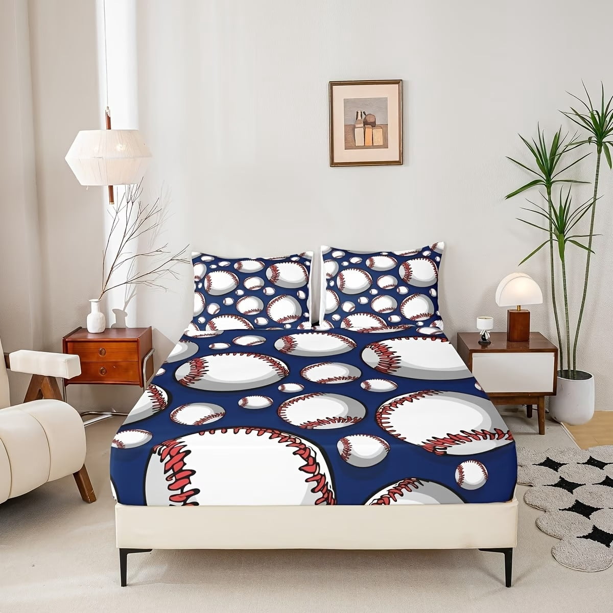 3/4pcs Baseball Sheet Set - Sports Theme Bedding for Men & Women, 3D ...