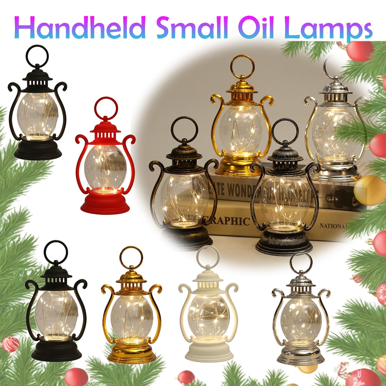 3.4x6.4 in Christmas LED Glow Oil Lamp Lantern, Younger Handheld Small ...