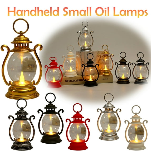 3.4x6.4 in Christmas Lantern LED Light String, Vintage Mini Oil Lamp ...