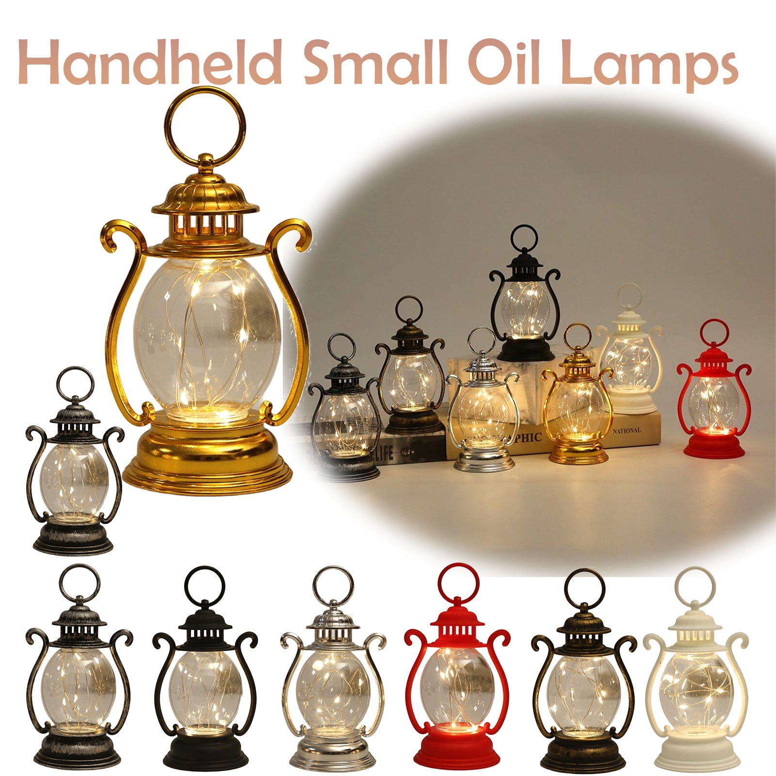 3.4x6.4 in Christmas Mini Lanterns Led Handheld Small Oil Lamp Indoor ...