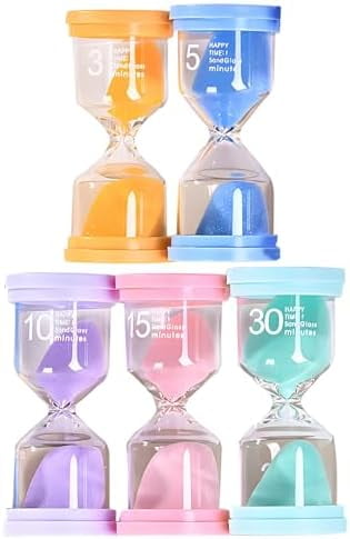 3/5/10/15/30 Minute Sand Timers, Timer Set, Macaron Colors, Glass Body ...